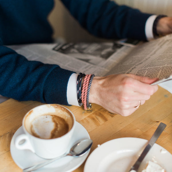 Contender Double Wrap Rope Bracelet with Matte Stainless Steel Brummel ...